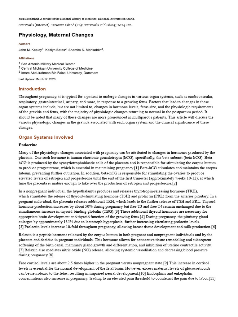 Maternal Physiological Changes in Pregnancy | PDF | Respiratory System ...