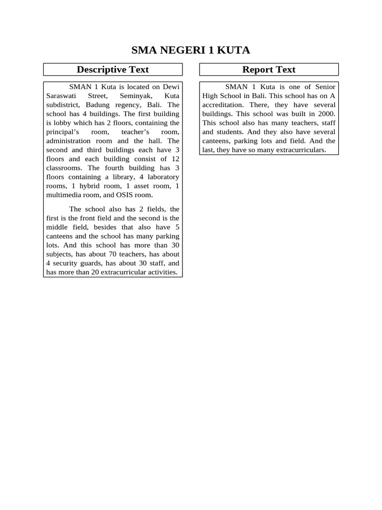 Ni Putu Viola Raindra Devi - XII IPA 4 - 29 Descriptive and Report Text | PDF
