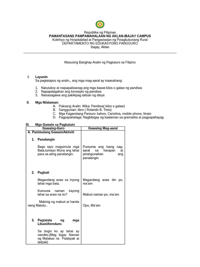 DLP FILIPINO IV ZACARIAS - ALEA MAE - Demo | PDF