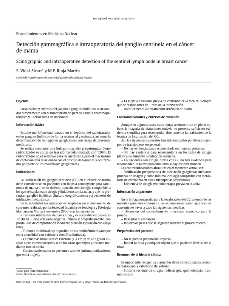 Detección del ganglio centinela en cáncer de mama | PDF | Metástasis ...