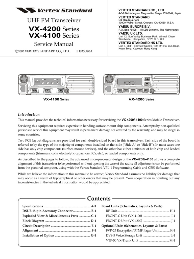 VX-4100_4200_UHF_SERVICE_MANUAL | PDF | Amplifier | Detector (Radio)