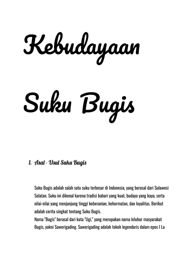 Kebudayaan Suku Bugis | PDF