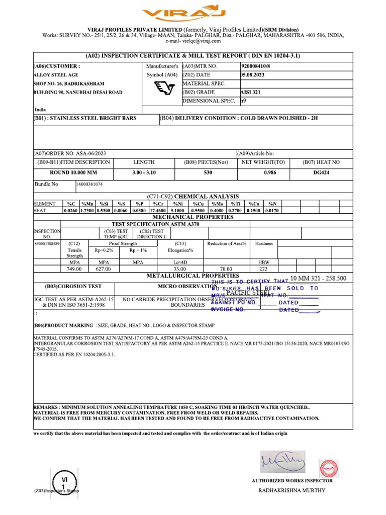 10 MM 321 V MTC | PDF