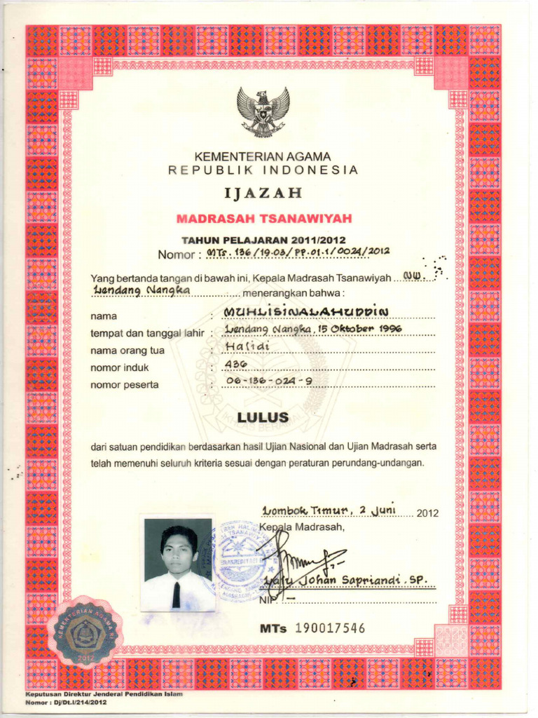 Ijazah MTS | PDF