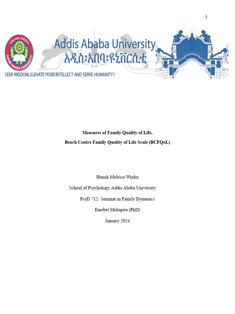 Beach Center Family Quality of Life Scale Paper | PDF | Validity ...