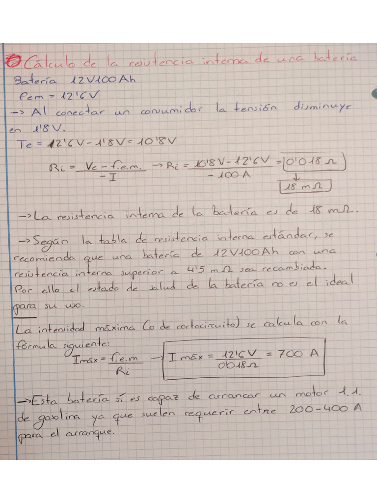 Cálculo RI Batería - Iván Alcañiz Bonet | PDF