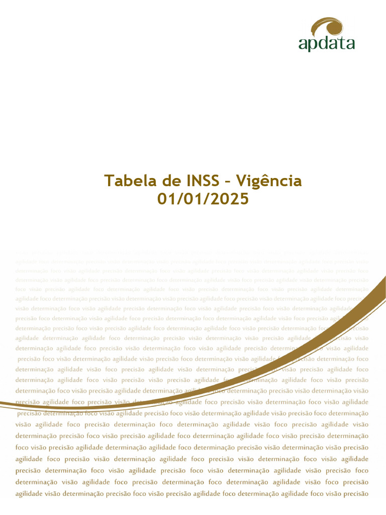 Apdata - Tabela INSS - 2025 | PDF | Emenda Constitucional | Salário mínimo