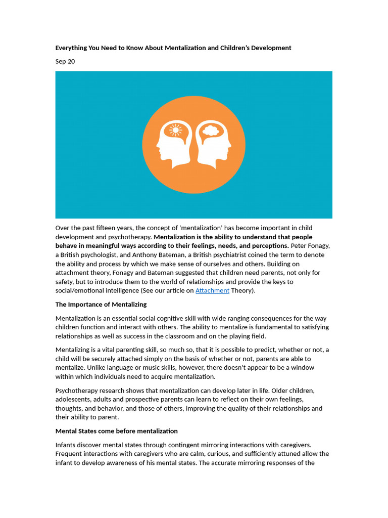 Everything You Need To Know About Mentalization and Children | PDF ...