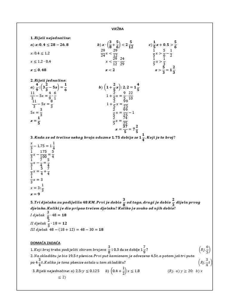 Vjezba Matematika 7 Razred | PDF