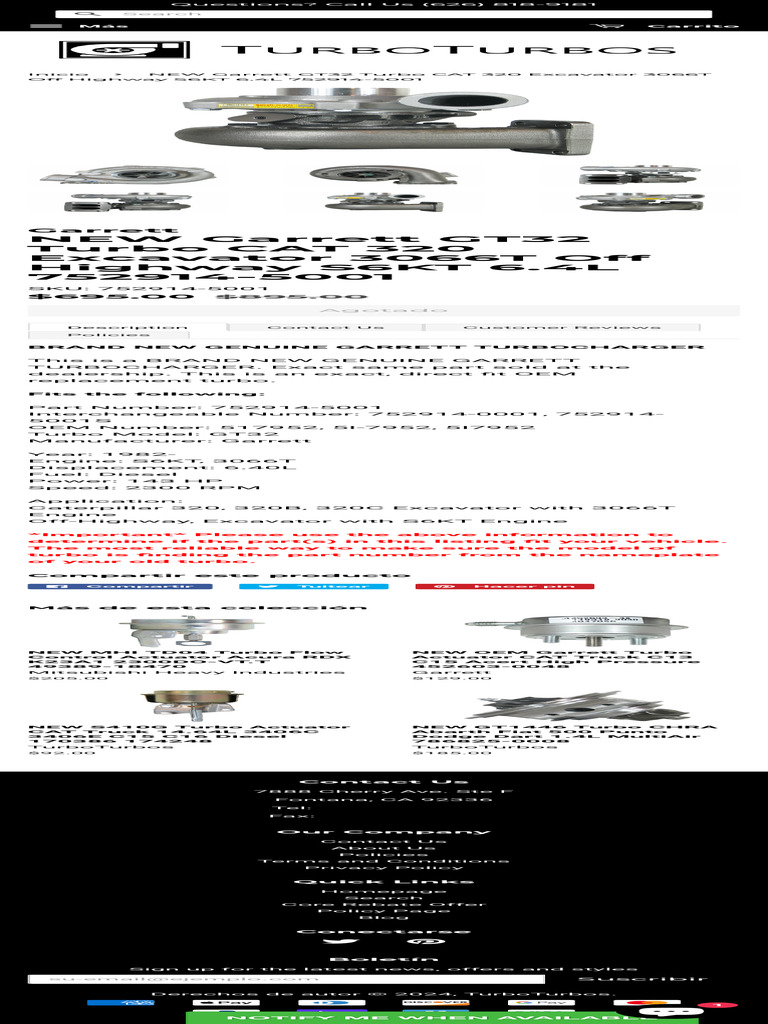 NEW Garrett GT32 Turbo CAT 752914-5001 | PDF | Turbocharger | Vehicle ...