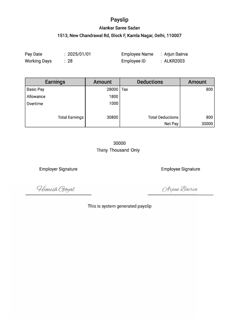 Payslip Sample | PDF