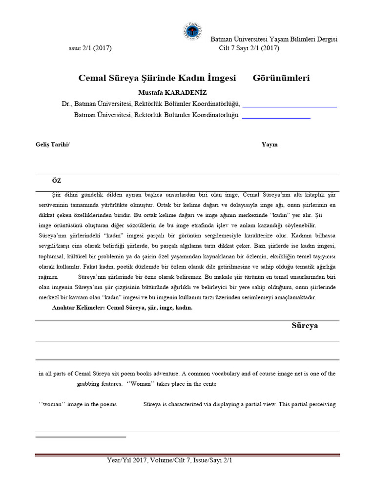 Cemal S Reya Iirinde Kad n Mgesi[#313280]-390324 | PDF