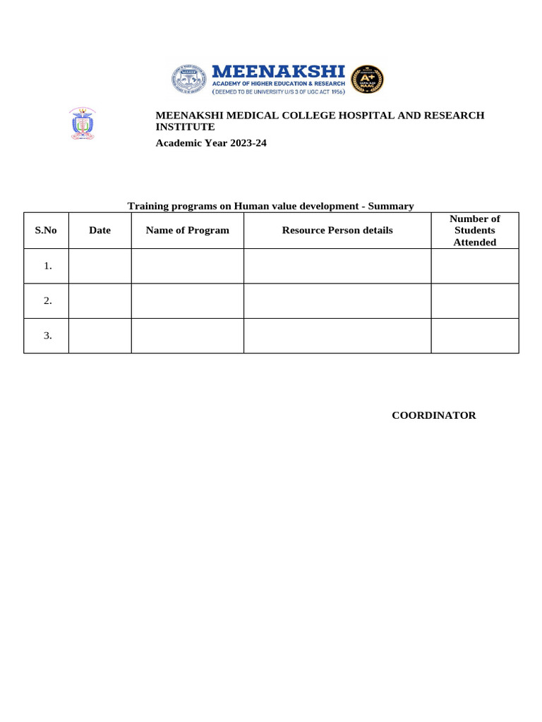 4.MMCHRI 2023-24 Human value development - Summary | PDF