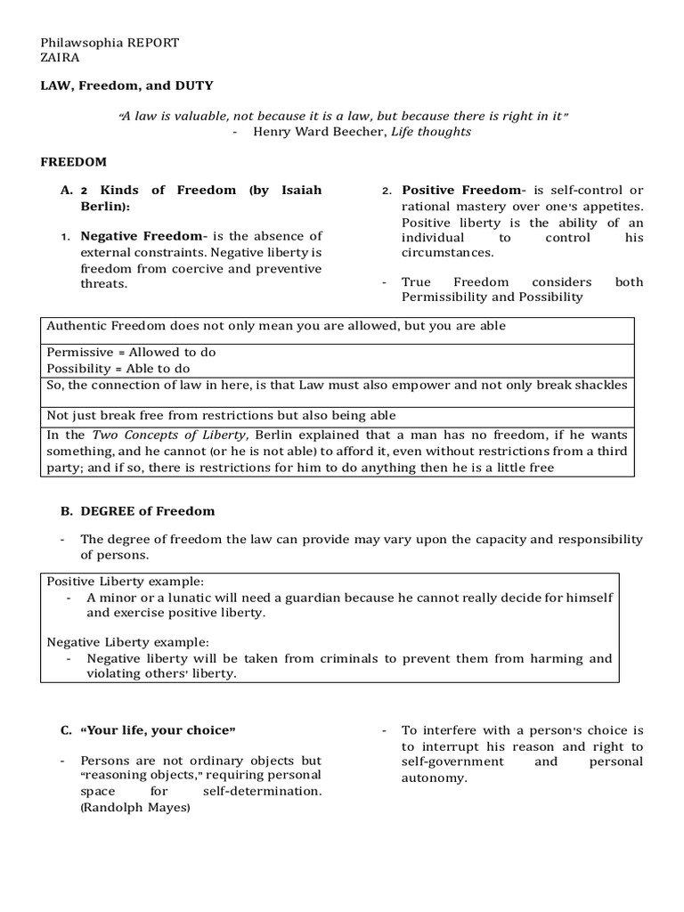 PHILO REPORT | PDF | Free Will | Liberty