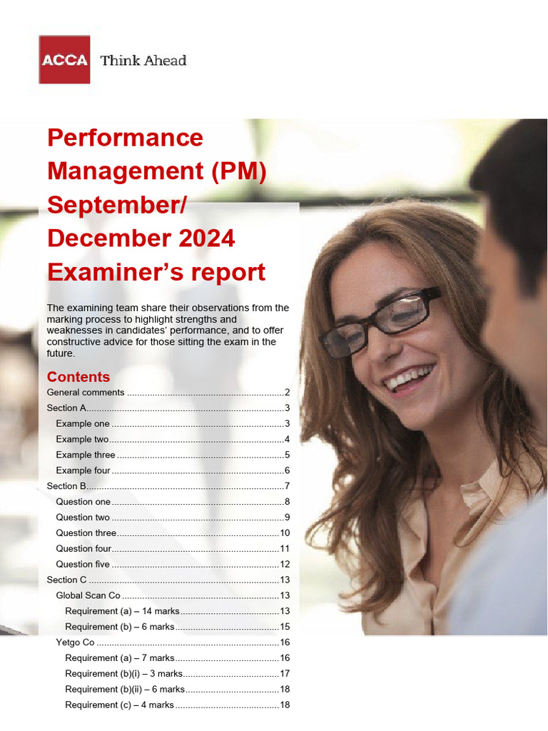 ACCA PM Examiner Report 2024 Insights | PDF | Data Analysis | Seasonality