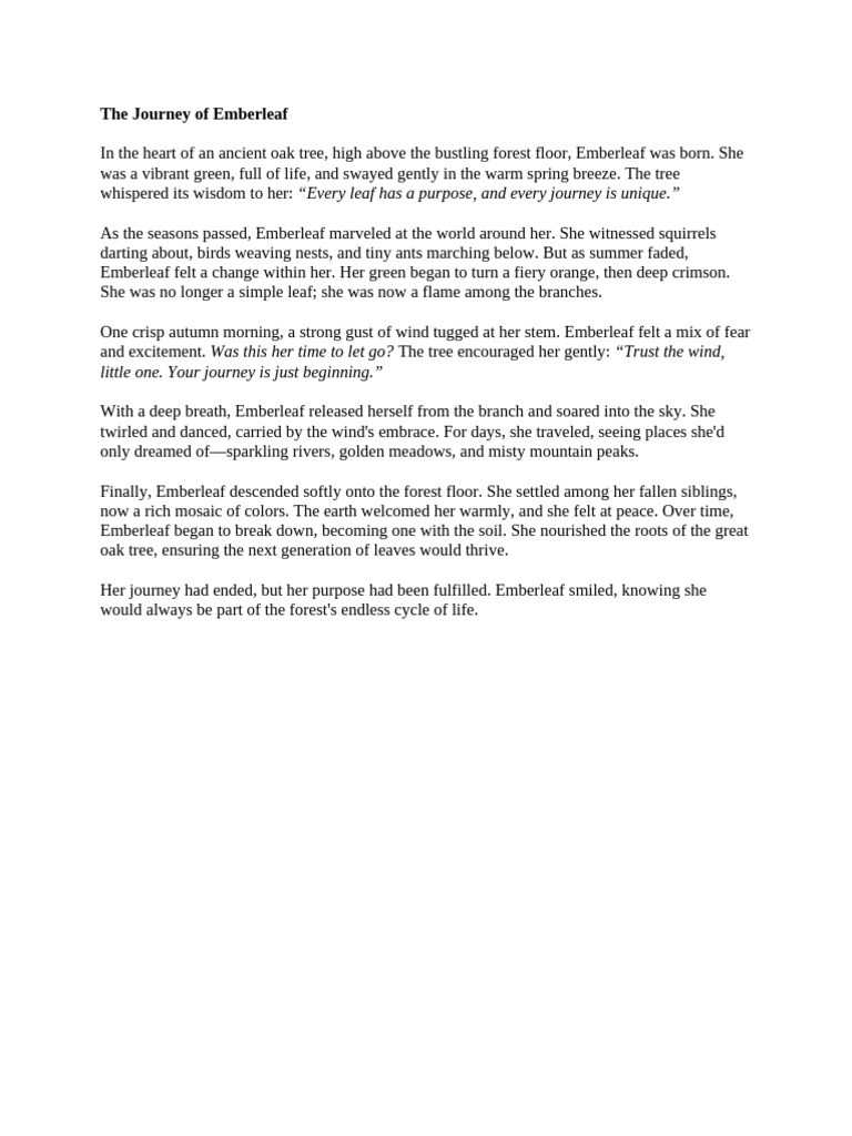 The Journey of Emberleaf | PDF