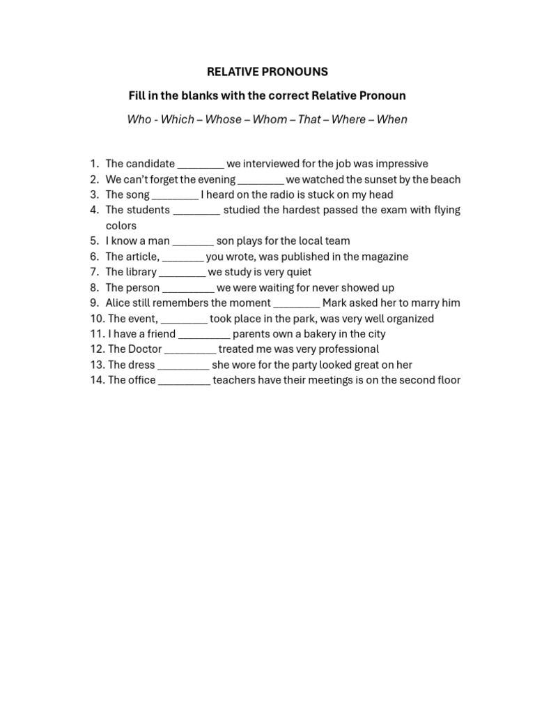 Relative Pronouns | PDF