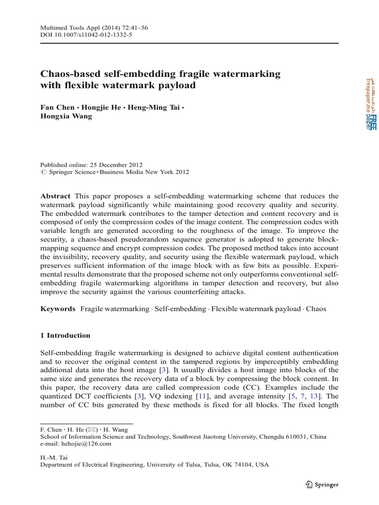 Chaos_based_self_embedding_fragile | PDF | Data Compression | Applied Mathematics