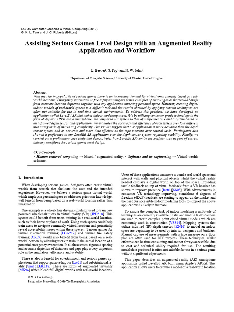 Assisting Serious Games Level Design With An Augmented Reality ...