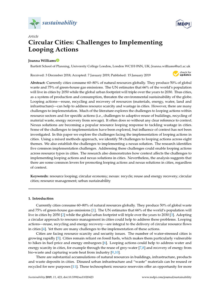 72 - Circular Cities - Challenges To Implementing Looping Actions | PDF | Recycling | Reuse