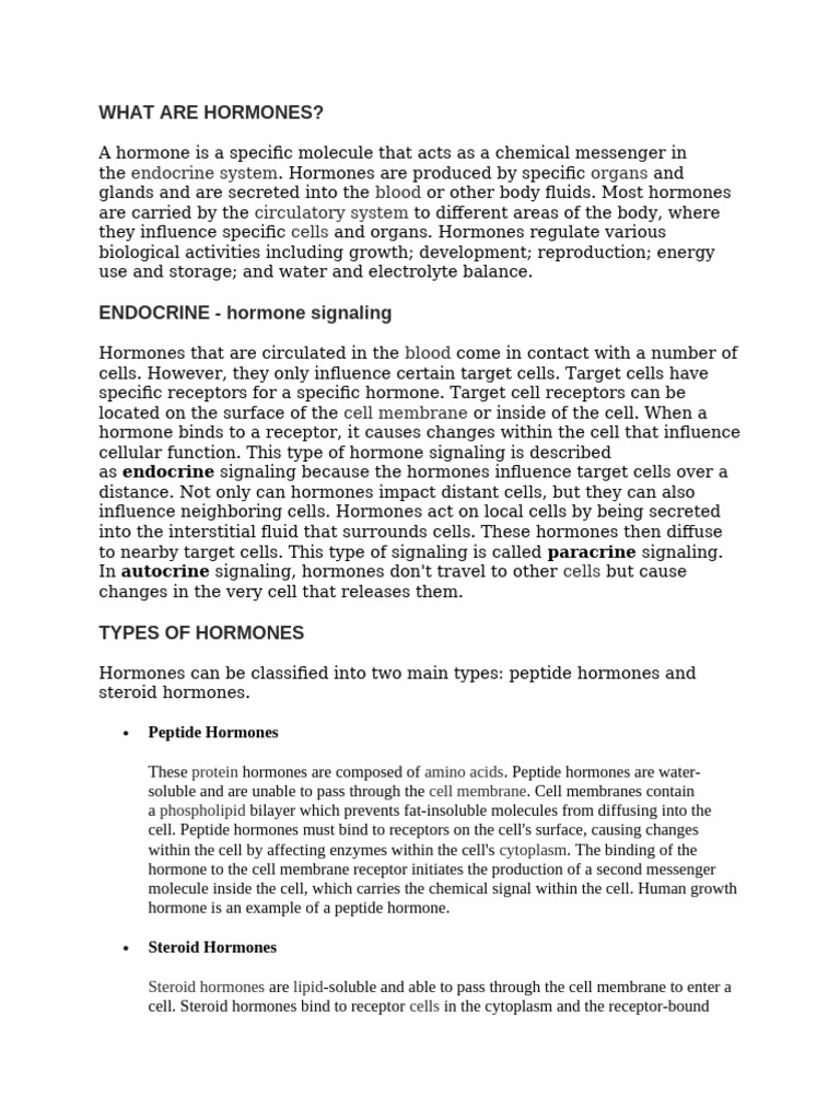 HORMONES | PDF | Thyroid Stimulating Hormone | Cell Signaling