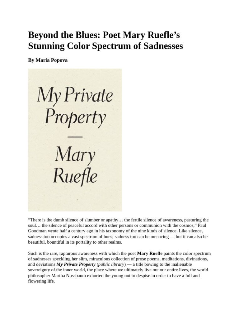 Beyond The Blues, Mary Ruefle's Stunning Color Spectrum of Sadness | PDF