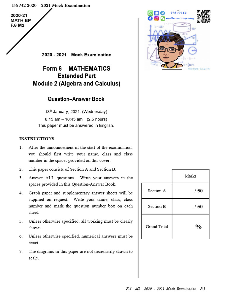 f.6-m2-2020-e28093-2021-mock-examination | PDF | Mathematics ...