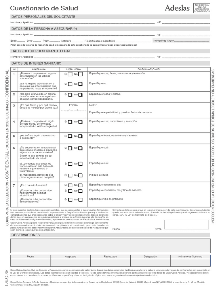 Cuestionario Salud Individual Digital | PDF | Póliza de seguros | Seguro