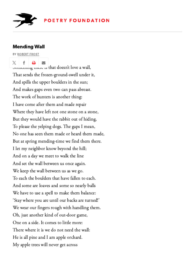 Mending Wall - The Poetry Foundation | PDF