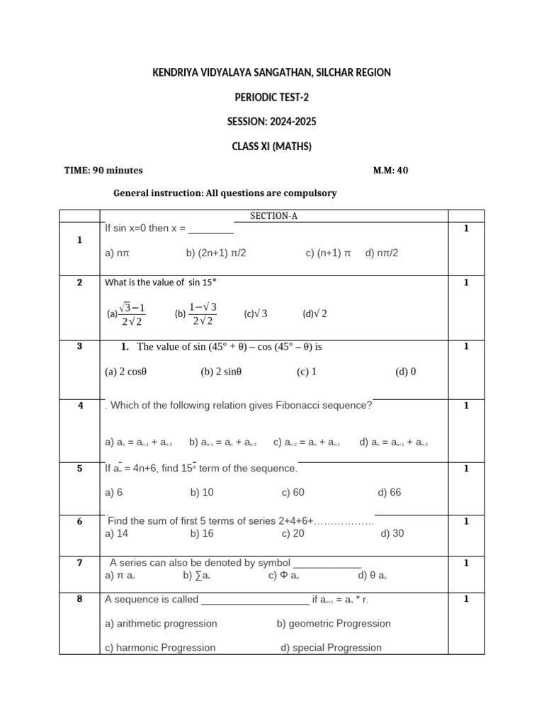 Kendriya Vidyalaya Sangathan-1 | PDF | Arithmetic | Mathematical Objects