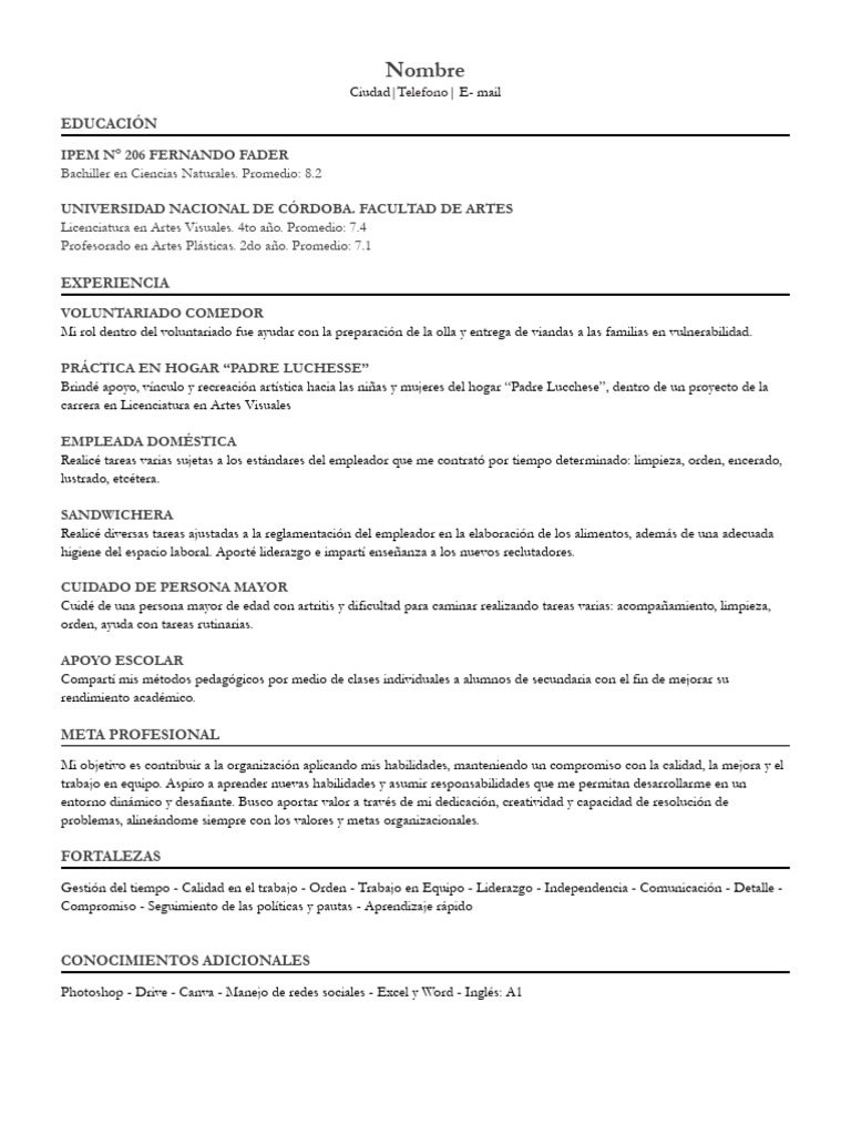 Formato CV | PDF