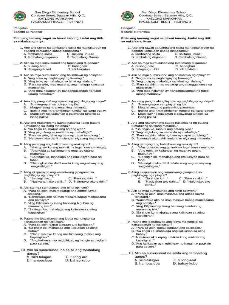 ST1 & Pt1-Fil3-Q3 2024-2025 | PDF
