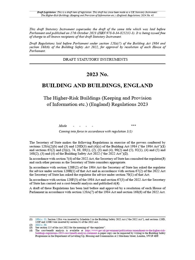 The Higher-Risk Buildings (Keeping and Provision of Information Etc ...