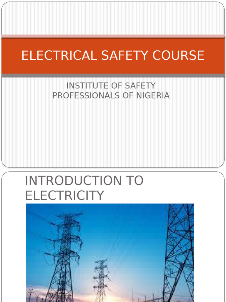Electrical Safety Course | PDF | Electricity | Electrical Connector