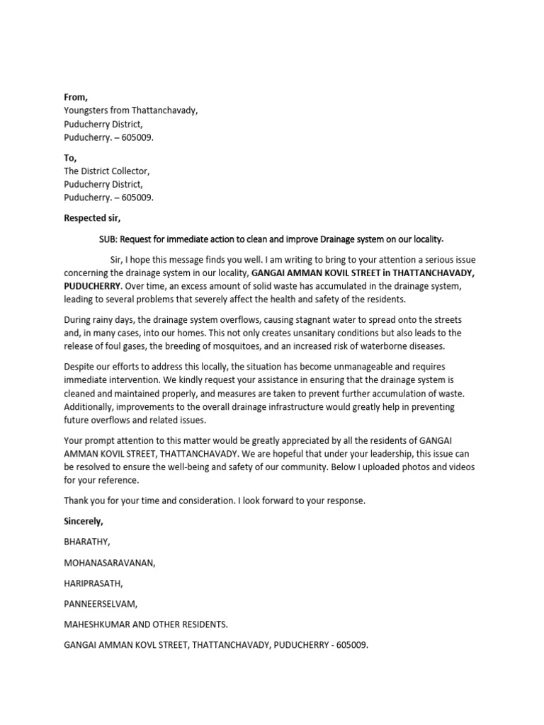 Urgent Request for Drainage System Repair | PDF