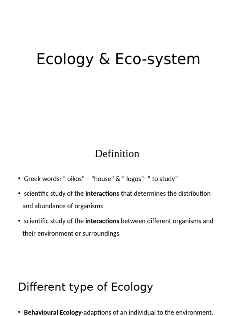 Ecology Eco-System | PDF | Ecosystem | Soil