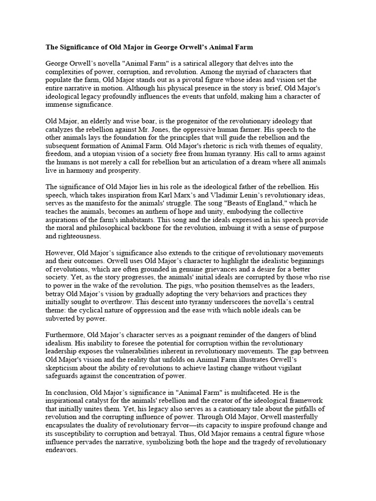 The Significance of Old Major in George Orwell | PDF