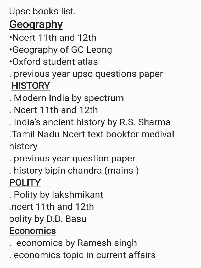 Upsc Book List - 241206 - 140900 | PDF