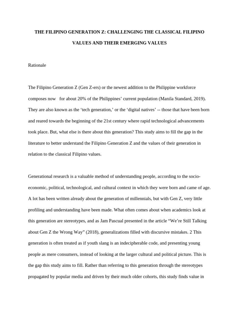 Topic 3 The Filipino Generation Z Challenging The Classical Filipino Values and Their Emerging ...