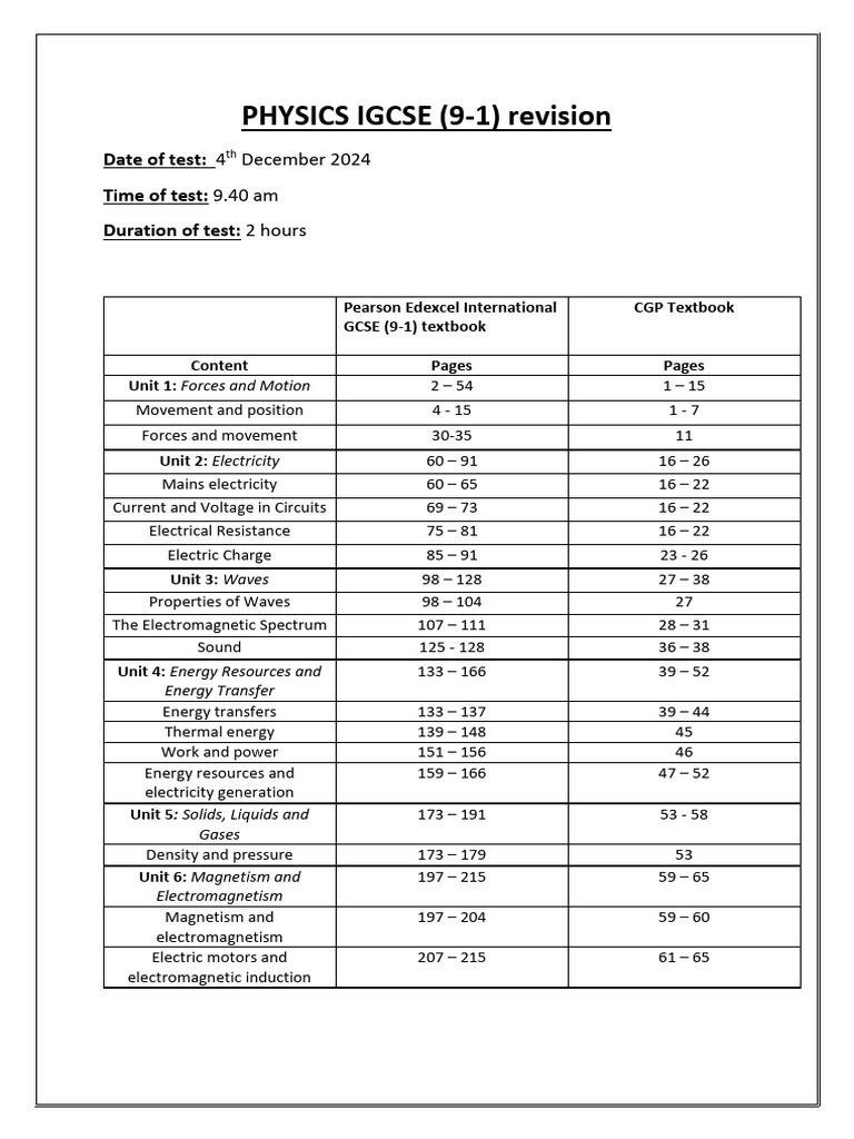 Y11 PHYS Revision Guide Paper 1 Mock 2 | PDF | Electricity ...