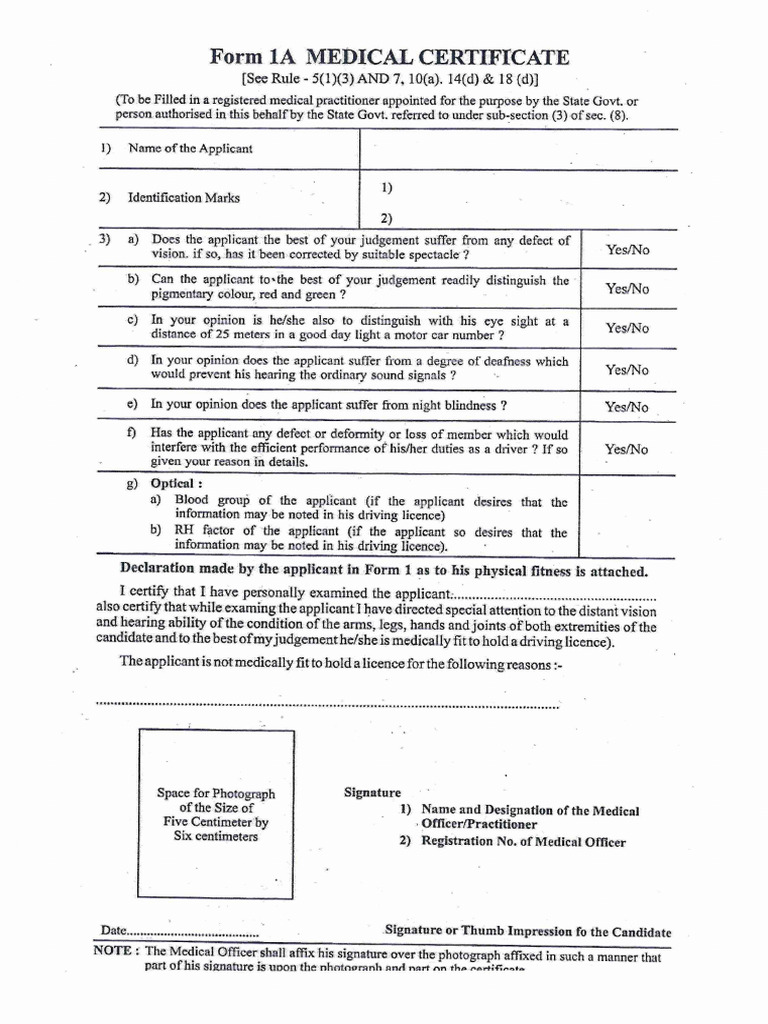 Apredefined Form1A Regarding Physically Fitness Certificate | PDF