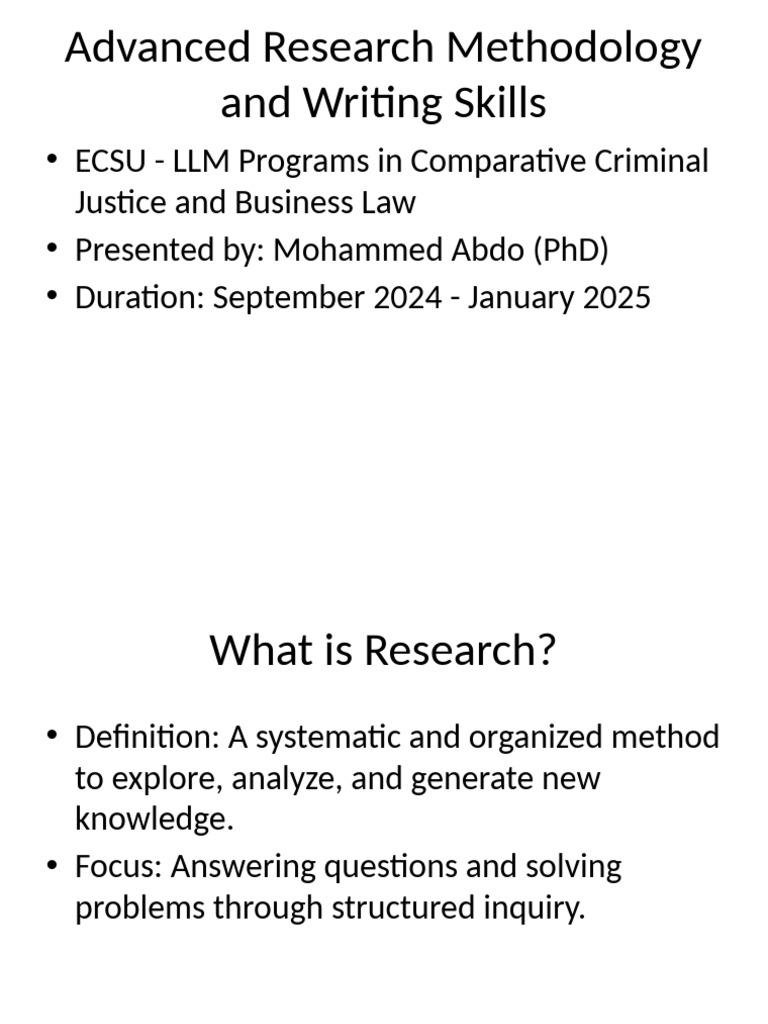 Advanced Research Methodology Guide | PDF | Sampling (Statistics ...