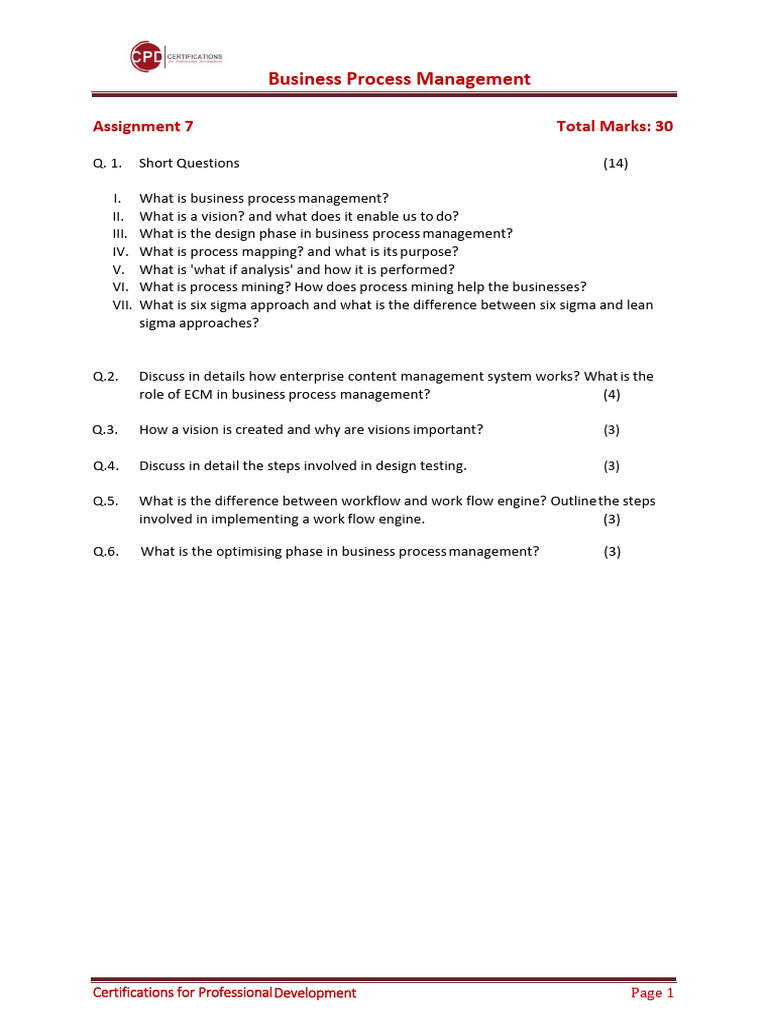 Assignment 7 Business Process Management | PDF