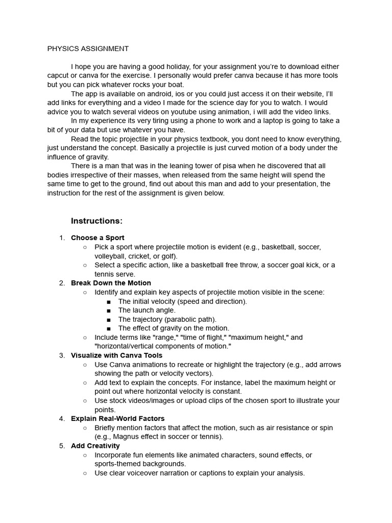 Physics Project: Sports & Motion | PDF | Mechanics