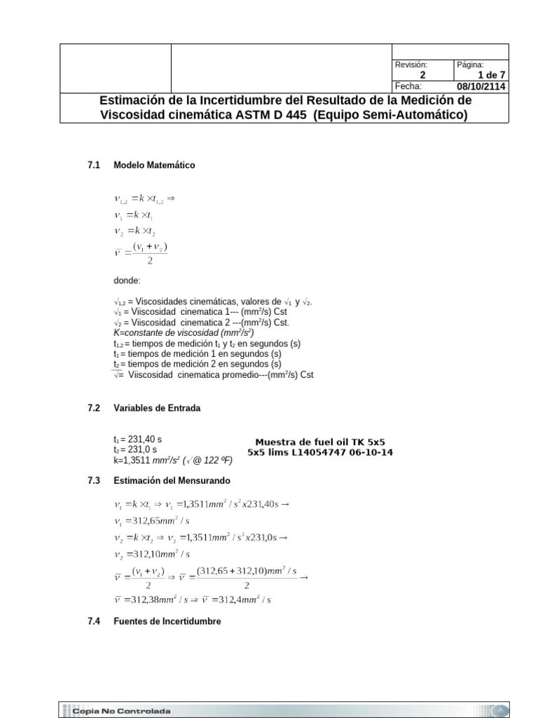 INCERTIDUMBRE ASTM D 445 AUTOMATICO 2 | PDF | Incertidumbre | Cantidades fisicas