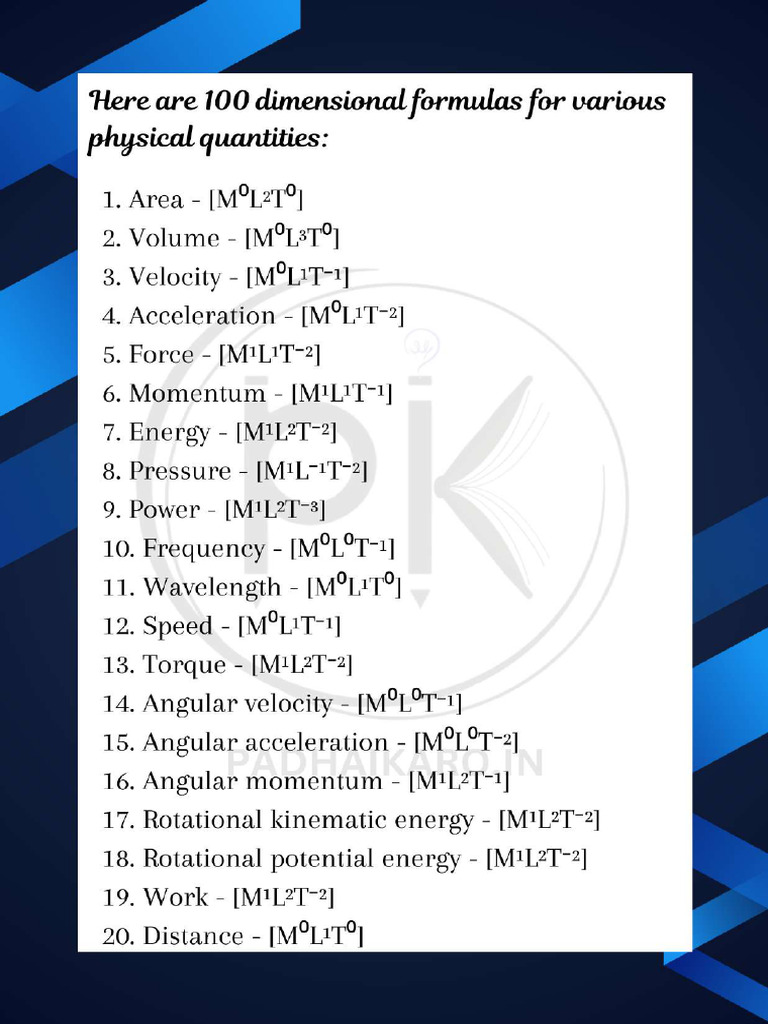 Important Physical Quantities | PDF