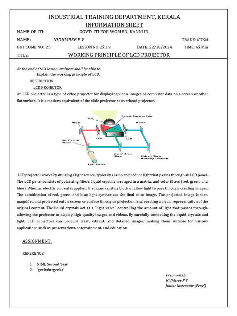 Working of LCD Projector | PDF