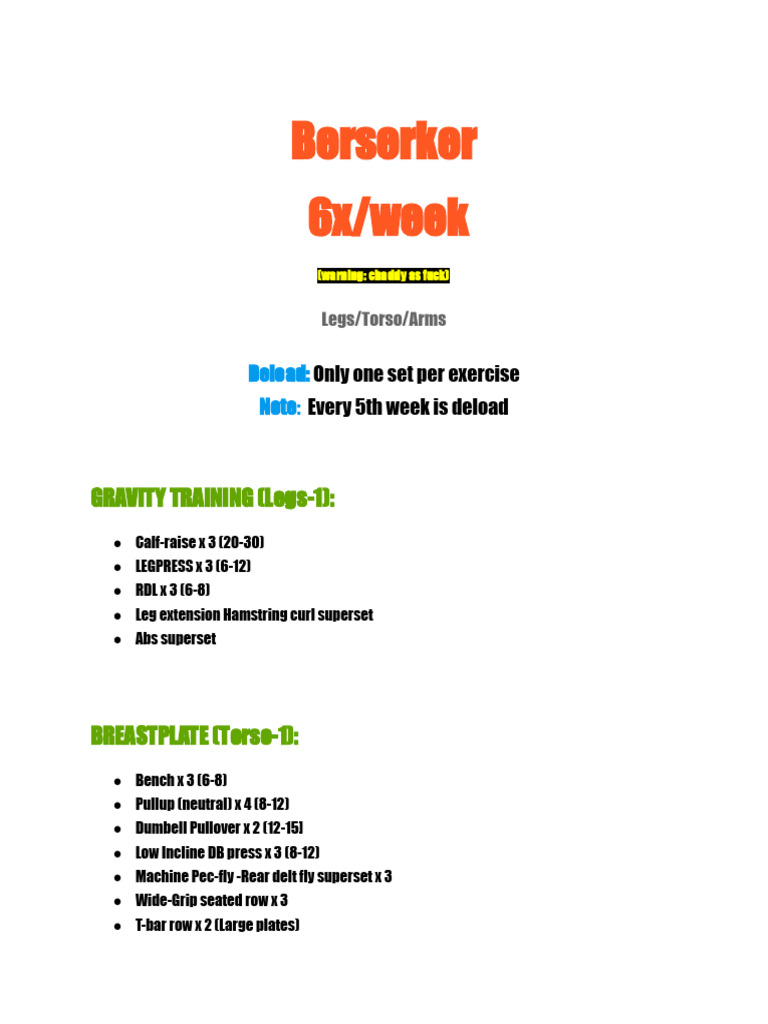 Comprehensive 6-Day Workout Plan | PDF