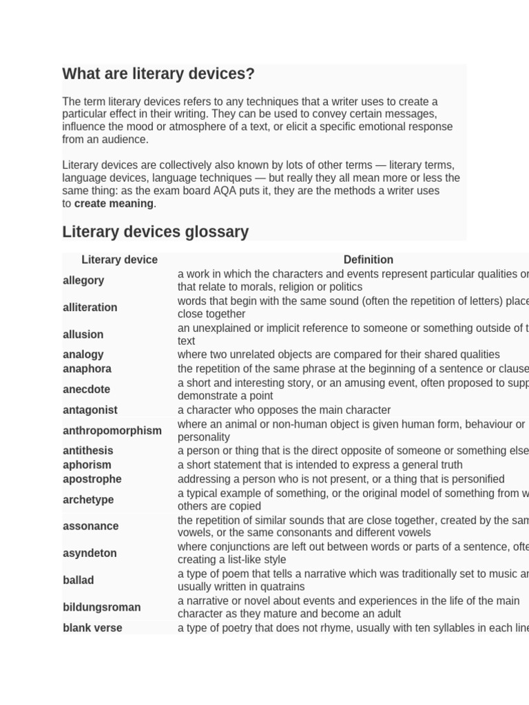 What are literary devices | PDF | Poetry | Rhyme