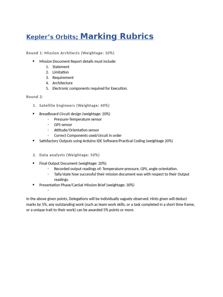 Marking Rubrics Draft | PDF
